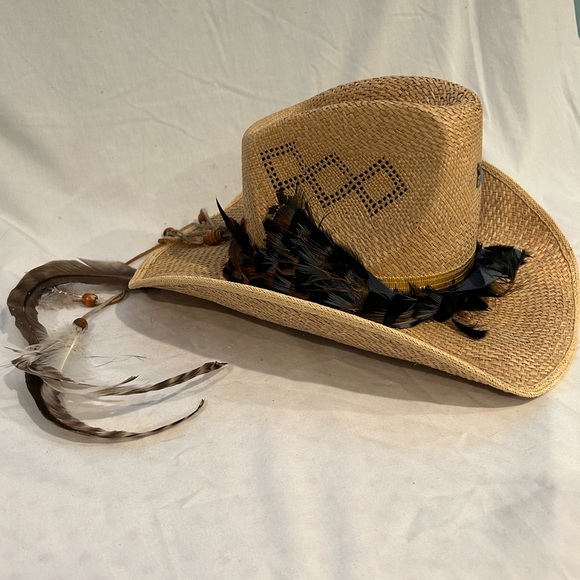 Vintage | Accessories | Vintage Straw Cowboy Hat With Hand Crafted ...